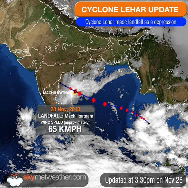Cyclone Lehar will bring rain in Hyderabad and Bangalore | Skymet ...