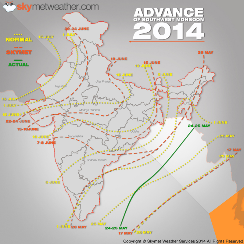 LATEST WEATHER UPDATE ON ADVANCEMENT OF SOUTHWEST MONSOON | Skymet ...