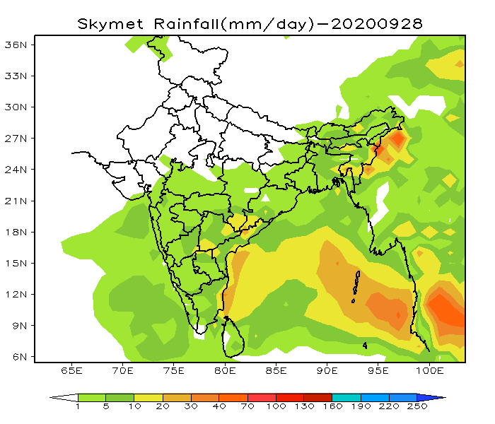 15 days rainfall forecast for all the cities and states of India