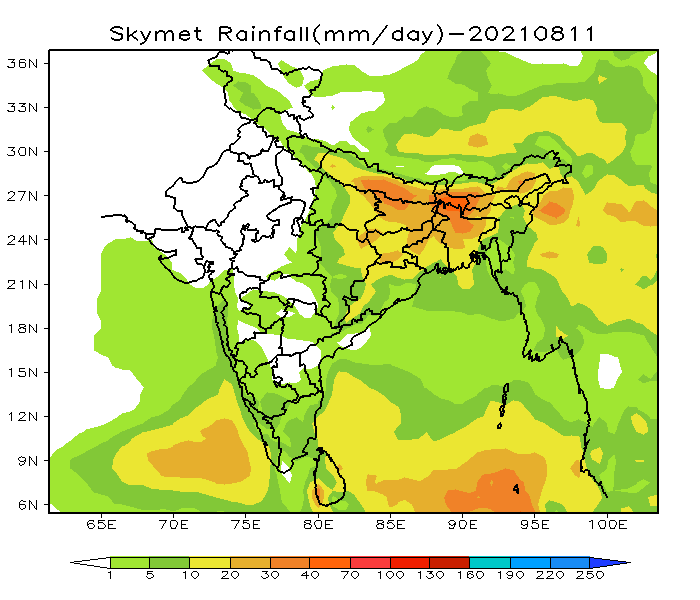 15 days rainfall forecast for all the cities and states of India