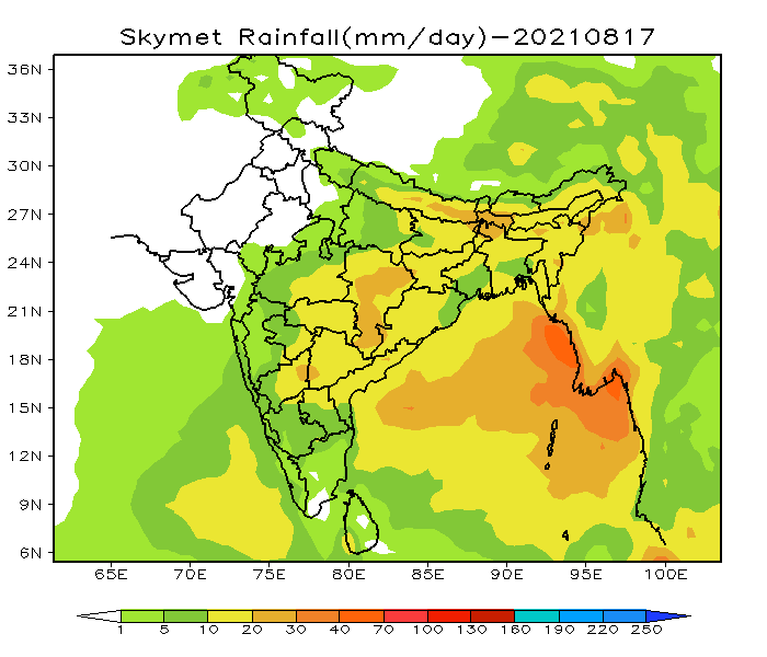 15 days rainfall forecast for all the cities and states of India