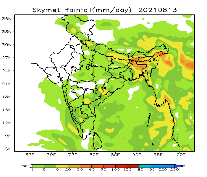 15 days rainfall forecast for all the cities and states of India