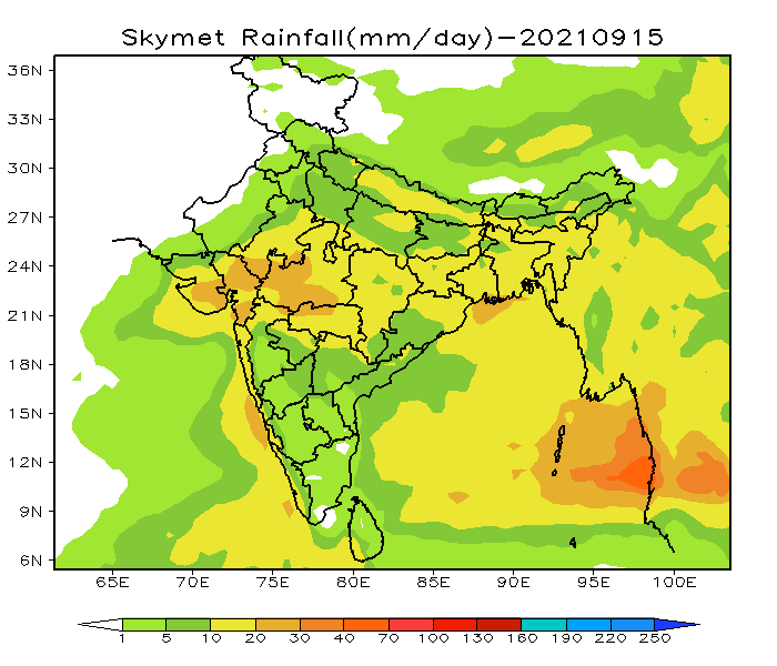 15 days rainfall forecast for all the cities and states of India