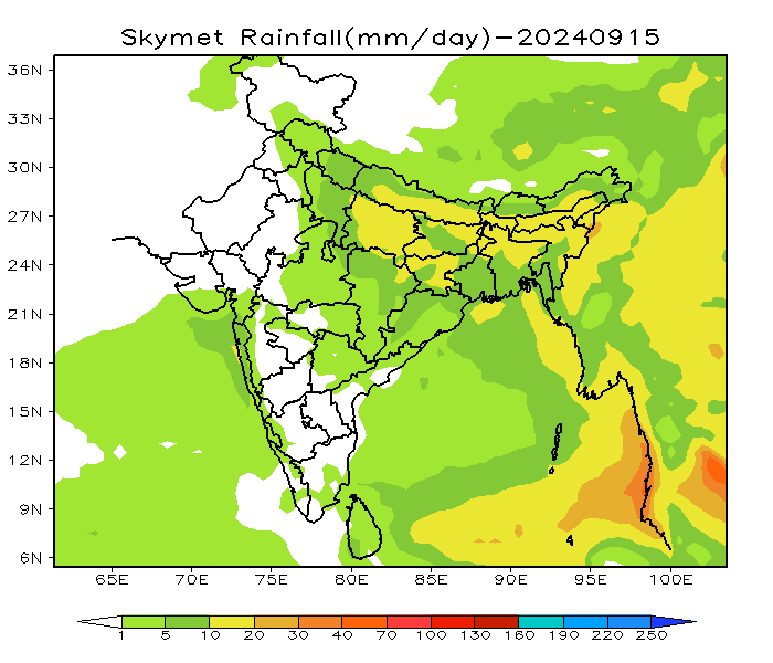 15 days rainfall forecast for all the cities and states of India