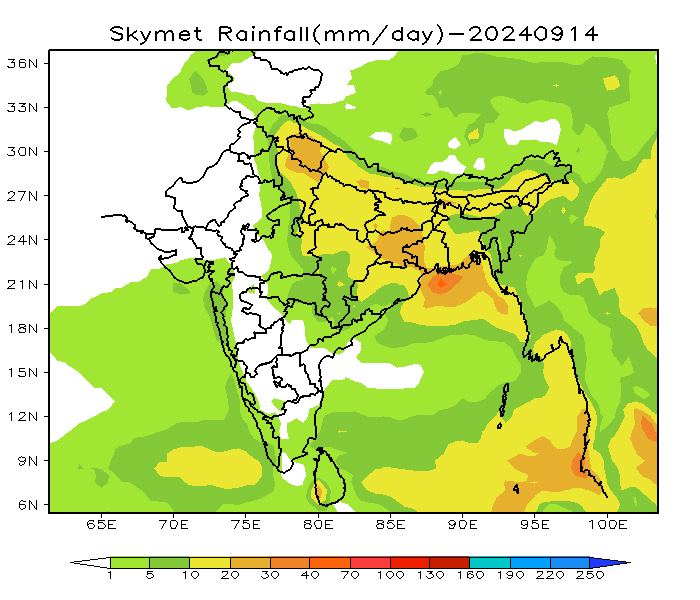 15 days rainfall forecast for all the cities and states of India