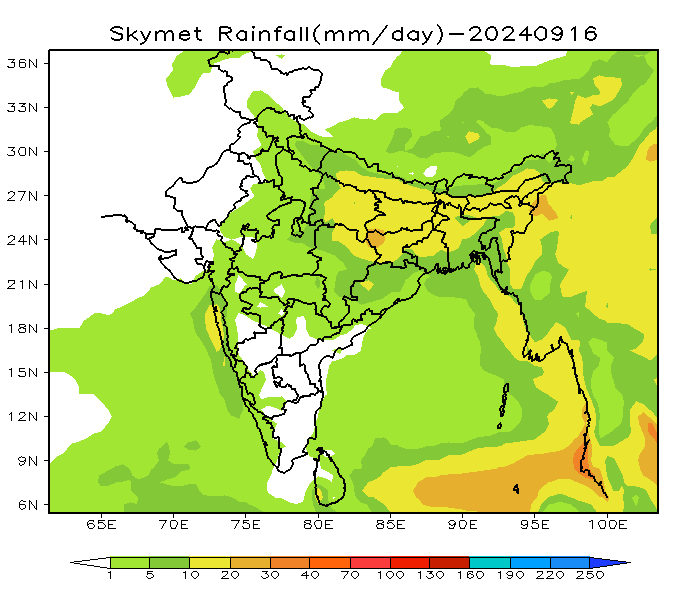 15 days rainfall forecast for all the cities and states of India