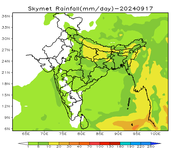 15 days rainfall forecast for all the cities and states of India