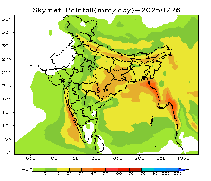 15 days rainfall forecast for all the cities and states of India